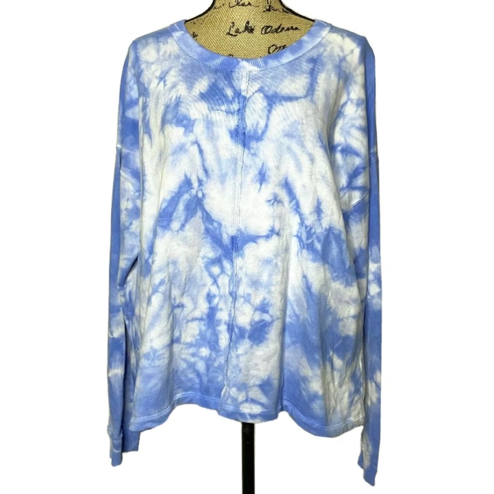 Soft Surroundings Blue White Tie Dye Sweatshirt - Gem